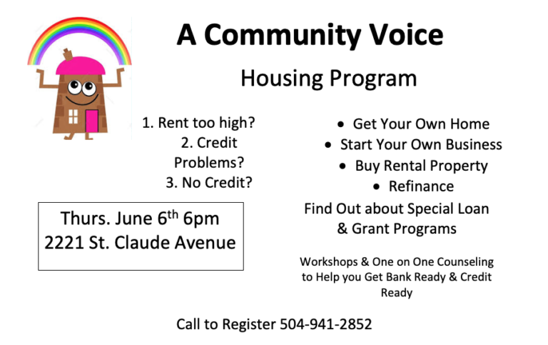 Join us June 6th at 6pm for the Next NOLA Housing Class & Financial ...